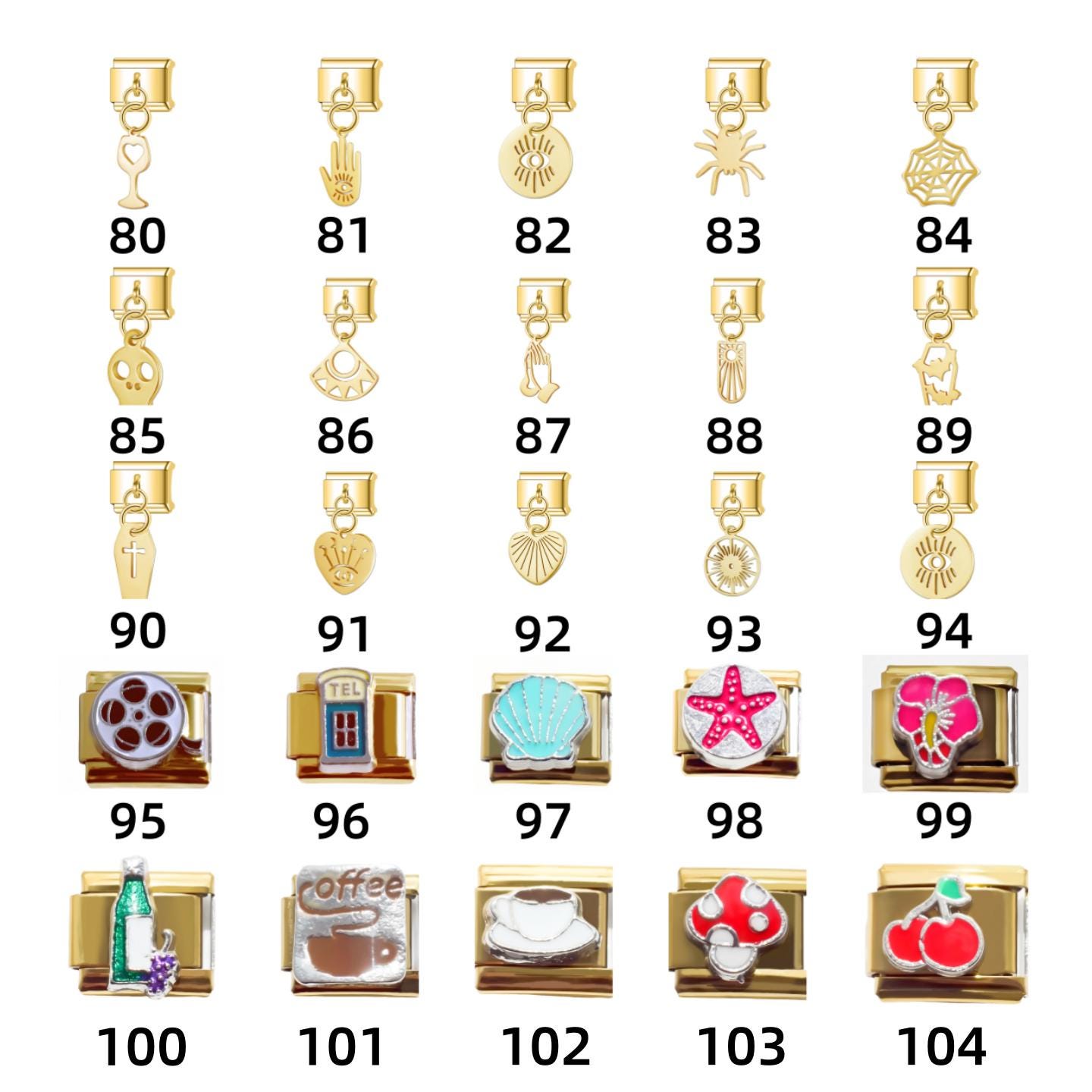 Italian Charm Bracelet Links – 9mm Gold Modular Charms With Letters ...