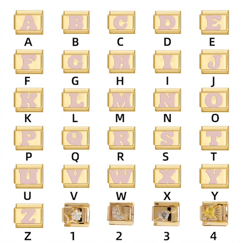 Italian Charm Bracelet Links – 9mm Gold Modular Charms With Letters ...
