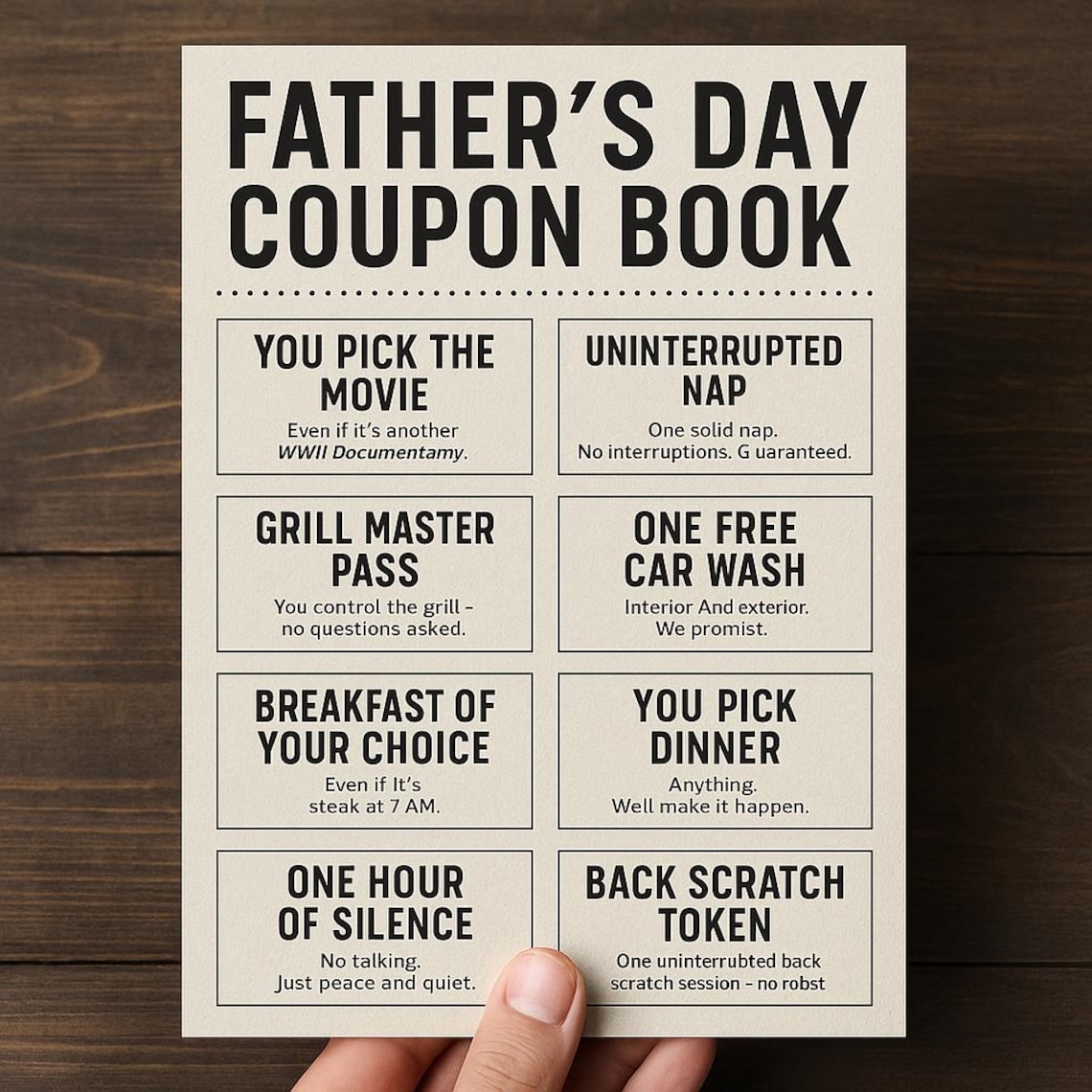 Father’s Day Coupon Book Printable – Funny Gift for Dad, Husband or ...