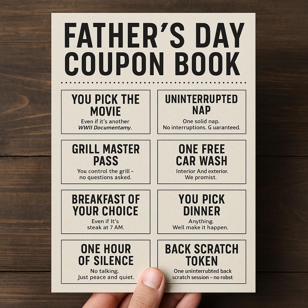 Father’s Day Coupon Book Printable – Funny Gift for Dad, Husband or ...