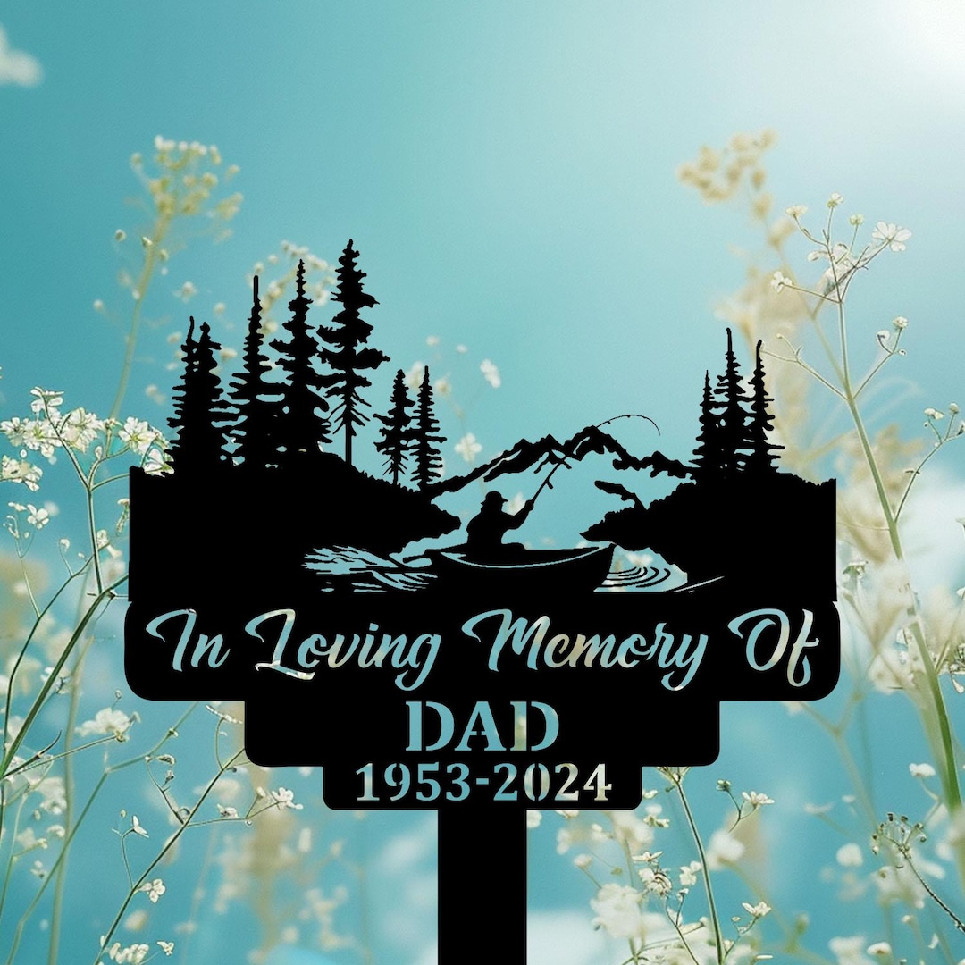 Personalized Fishing Memorial Stake, Boat Fisherman Grave Marker on ...