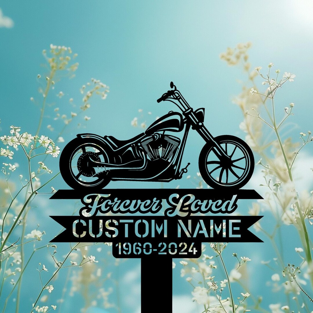 Personalized Chopper Motorcycle Grave Marker, Custom Chopper Memorial ...