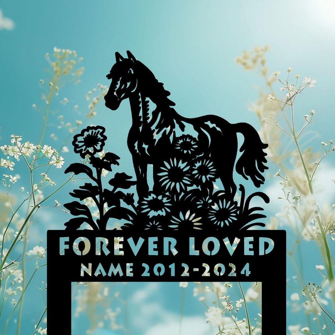 Personalized Horse Grave Marker With Sunflowers, Custom Pet Horse ...