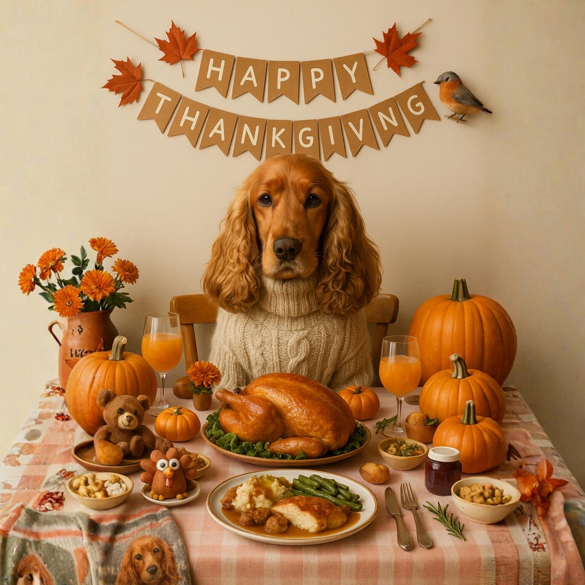 Custom Thanksgiving Pet Portrait, Festive Fall Decor (digital Download ...