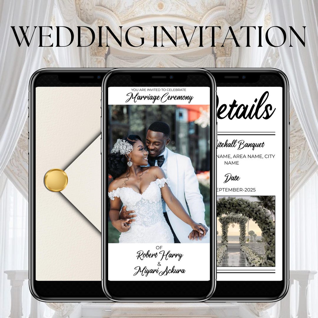 Interactive Digital Wedding Invitation, Editable Canva E-invite ...