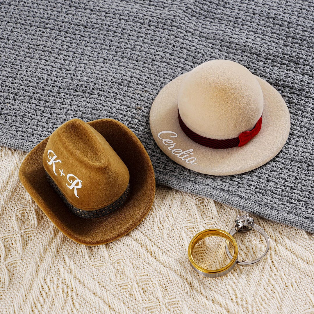 Personalized Cowboy Hat Ring Box, Velvet Sheriff Proposal Jewelry ...
