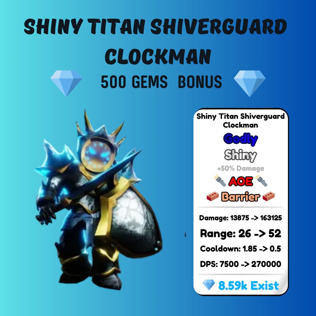 Shiny Titan Shiverguard | Toilete Tower Defense TTD | Roblox | Units ...