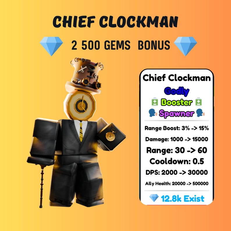 Chief Clockman | Toilet Tower Defense | TTD | Roblox | Units + 2 500 ...