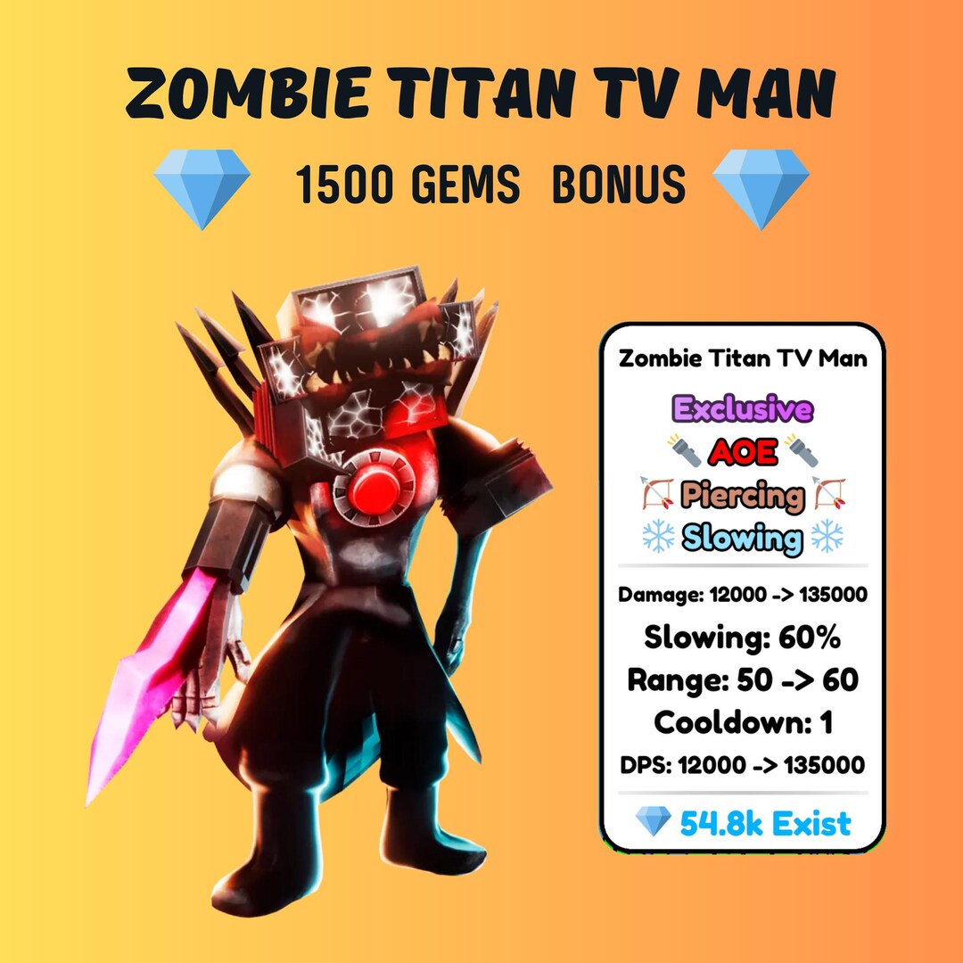 Zombie Titan TV Man| Toilet Tower Defense TTD | Roblox | Units + 2 500 ...