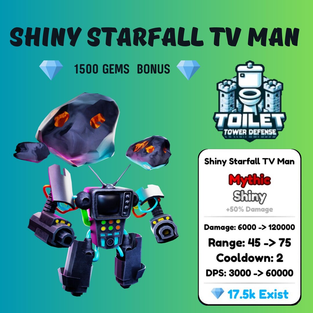 Shiny Starfall TV Man | Toilete Tower Defense TTD | Roblox | Units ...