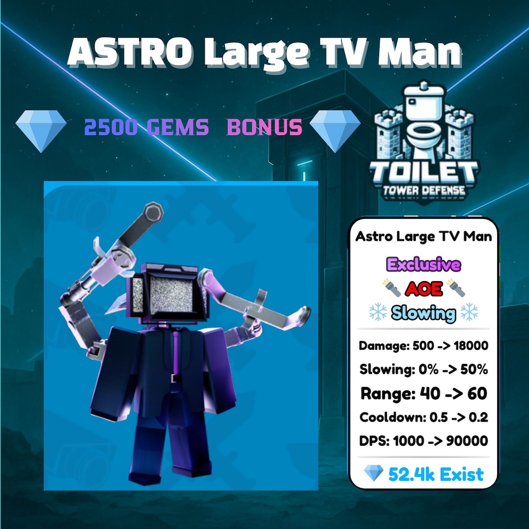 Astro Large TV Man | Toilet Tower Defense TTD | Roblox | Units + 2500 ...