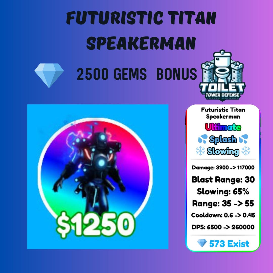 Futuristic Titan Speakerman | Toilet Tower Defense TTD | Roblox | Units ...