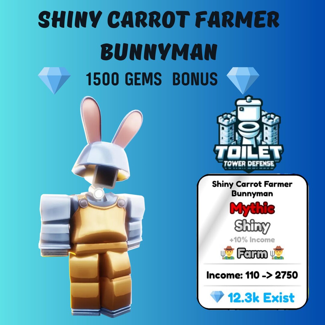 Shiny ~ Carrot Farmer Bunnyman| Toilet Tower Defense TTD | Roblox ...
