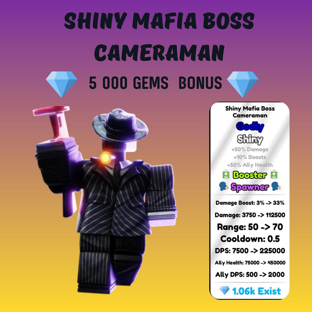 Shiny ~ Mafia Boss Cameraman | Toilete Tower Defense TTD | Roblox ...
