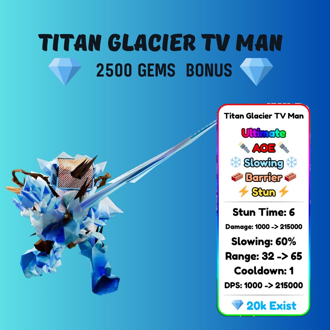 Ultimate ~ Titan Glacier TV Man | Toilet Tower Defense TTD | Roblox ...