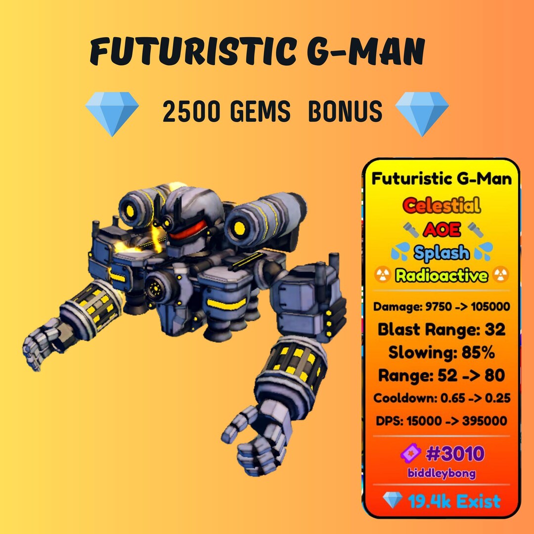 Futuristic G-MAN | Toilet Tower Defense TTD | Roblox | Units + 2500 ...