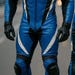 Blue & Black Leather Motorcycle Racing Suit: Cowhide Biker Jumpsuit ...