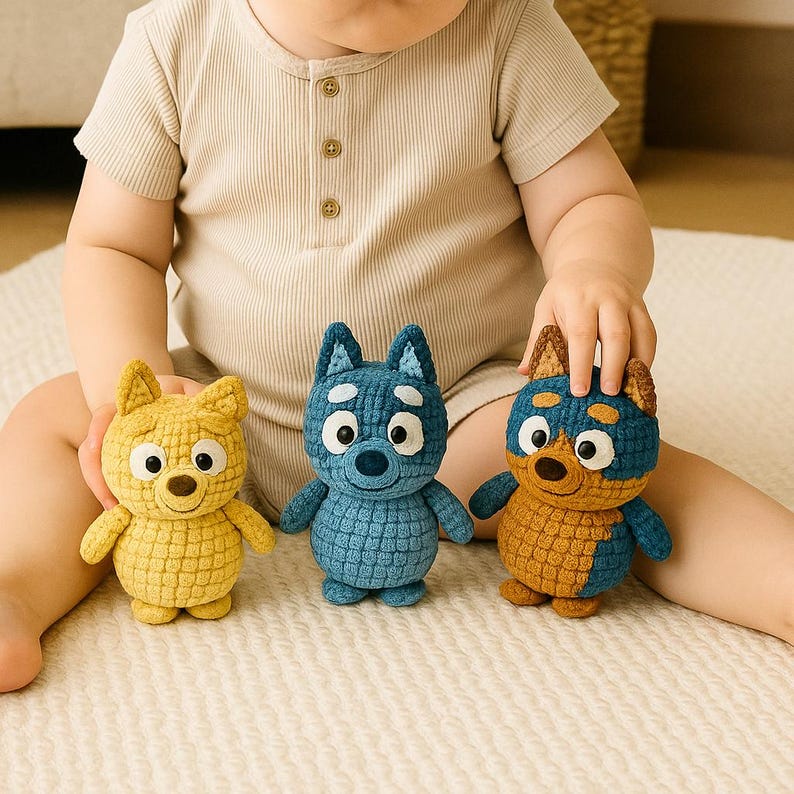 Bluey Crochet Pattern PDF – No Sew 3 in 1 Amigurumi Tutorial – Bluey ...
