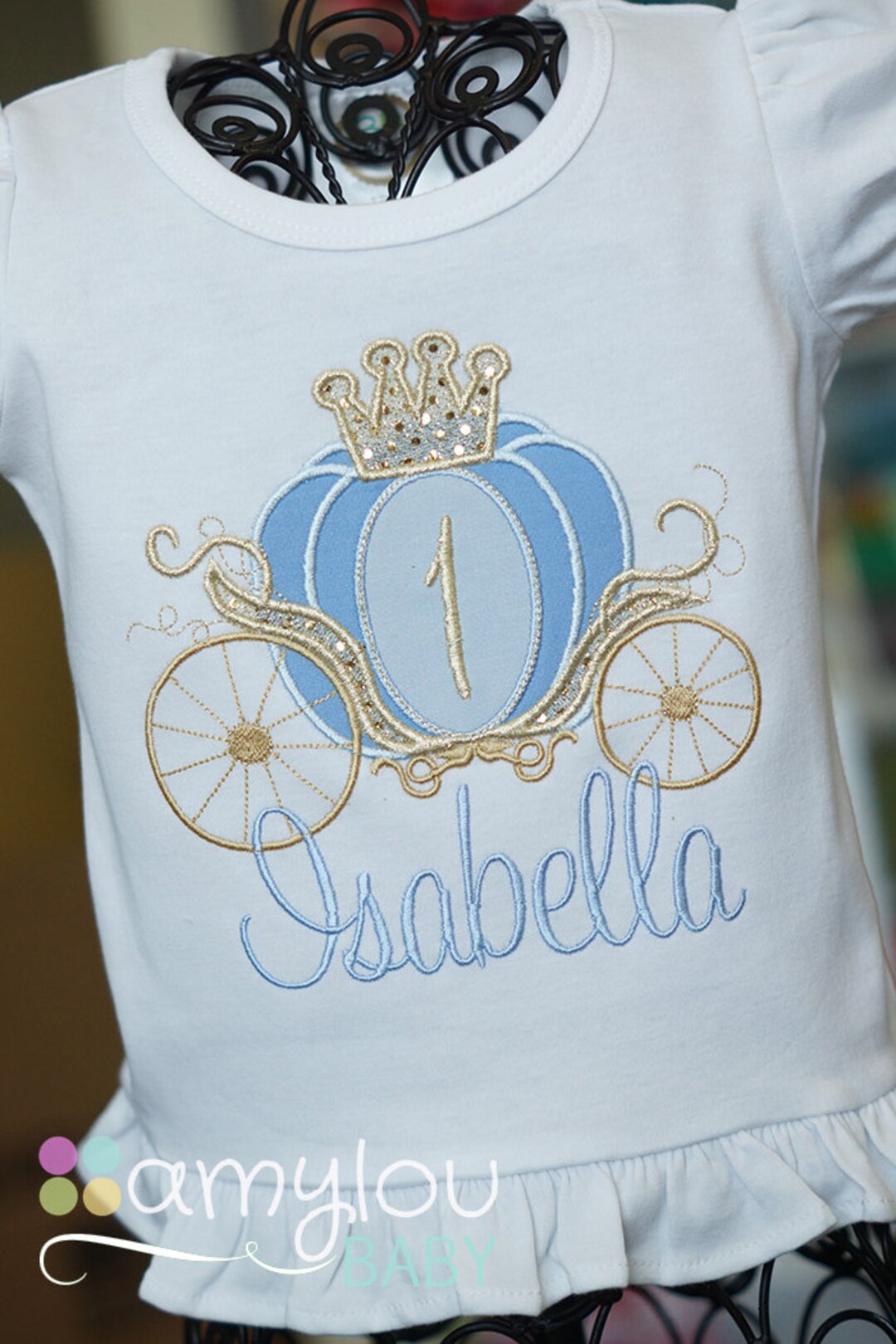 Cinderella Carriage Princess LIGHT BLUE and GOLD - Birthday Toddler Tee ...
