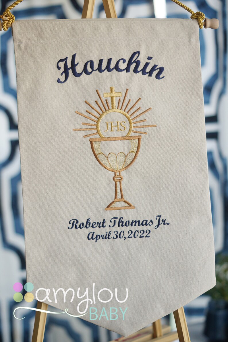 Personalized First Communion Banner Embroidered First Holy - Etsy