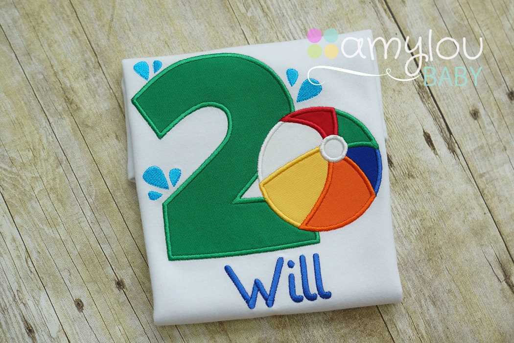 Pool Party Beach Ball Personalized Birthday Cotton Tee Shirt - Short or ...