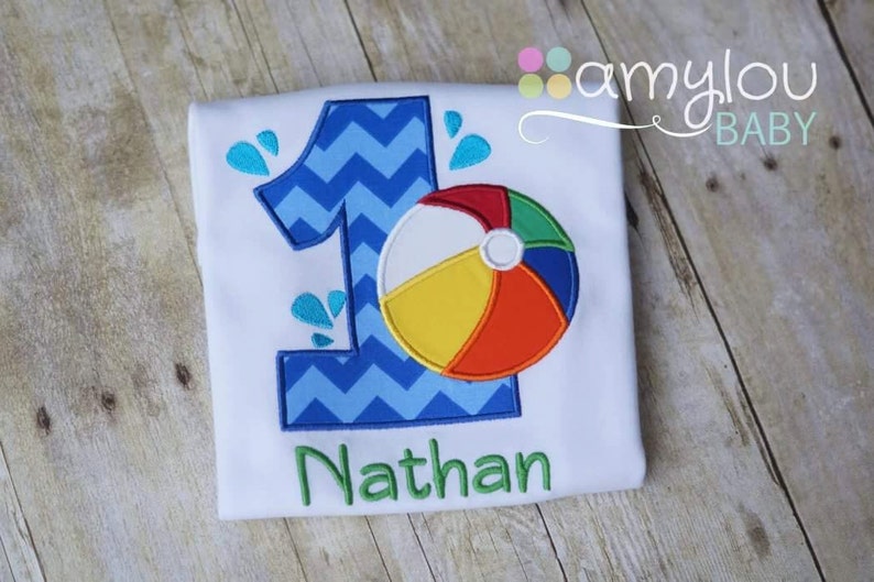 Pool Party Beach Ball Personalized Birthday Cotton Tee Shirt - Short or ...