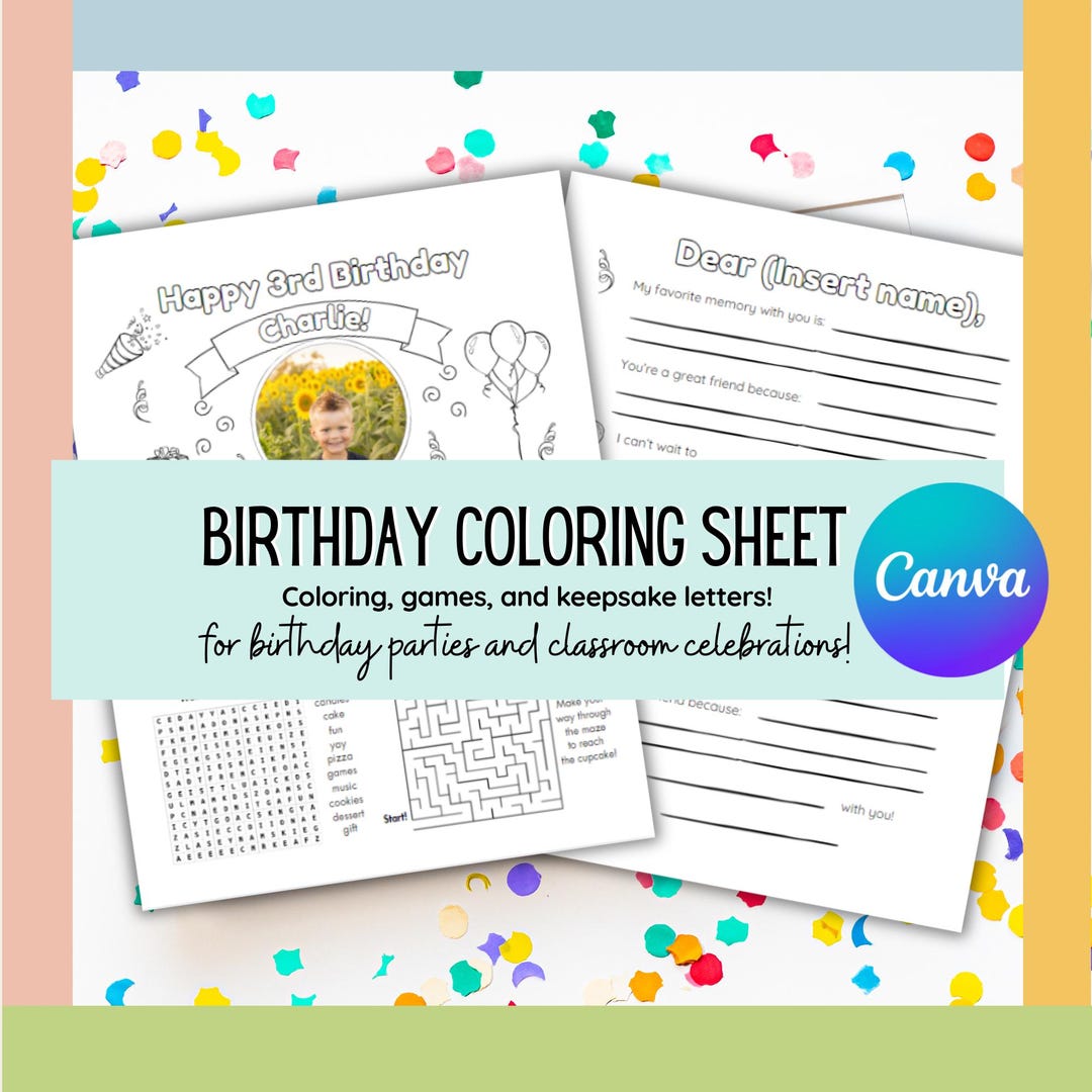 Editable Birthday Activity Sheet | Printable Birthday Coloring Page for ...