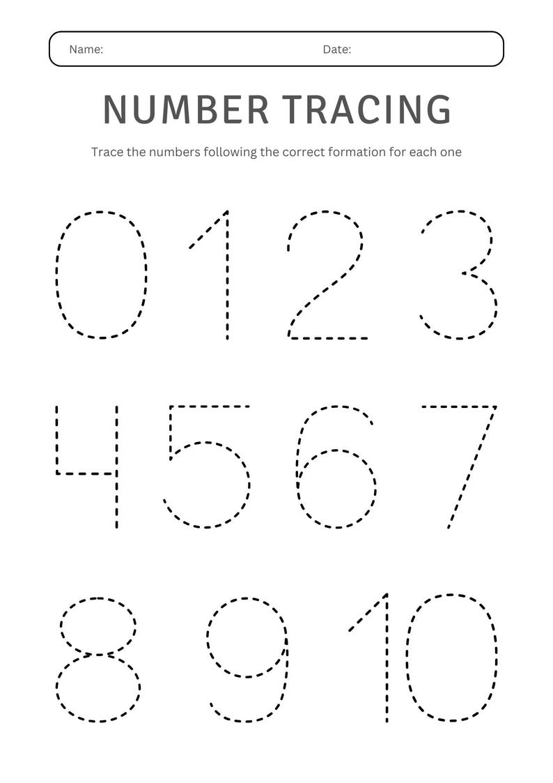 1-10 Number Tracing Printable | Tracing Numbers 1 to 10 | Preschool ...