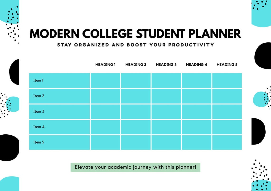 Printable College Student Planner Undated | Academic Planner PDF ...