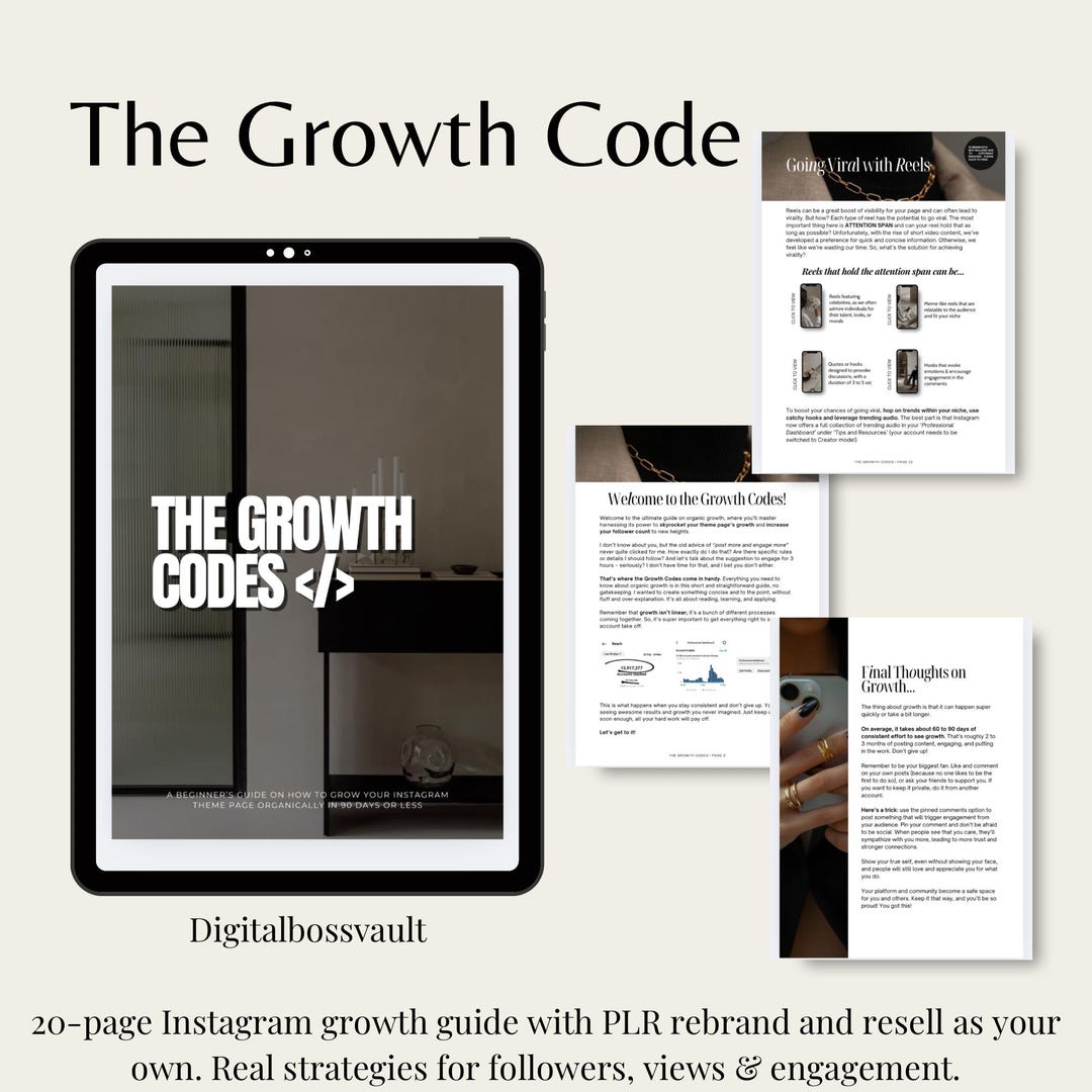The Growth Code | Instagram Growth Strategy Guide (PLR) | Boost Followers, Views & Engagement ...