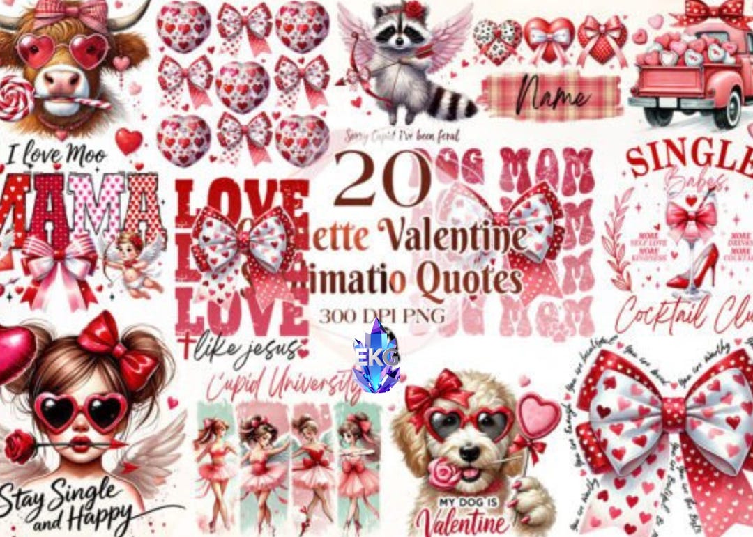 Coquette Valentones Day 300 DPI PNG Files - Etsy