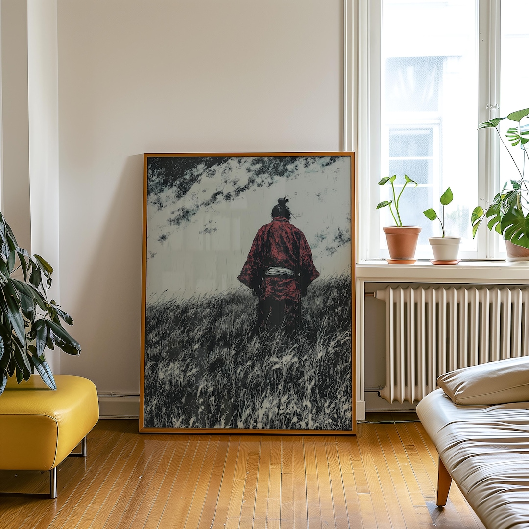 The Vagabond - Lone Ronin Noir Art Print, Minimalist Manga-inspired ...