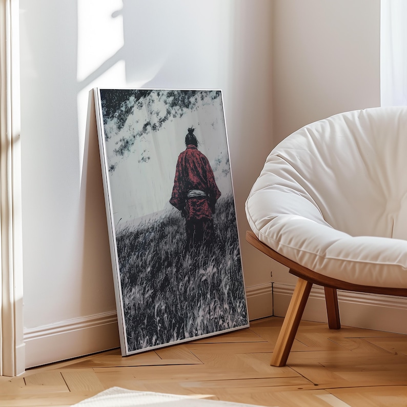 The Vagabond - Lone Ronin Noir Art Print, Minimalist Manga-inspired ...