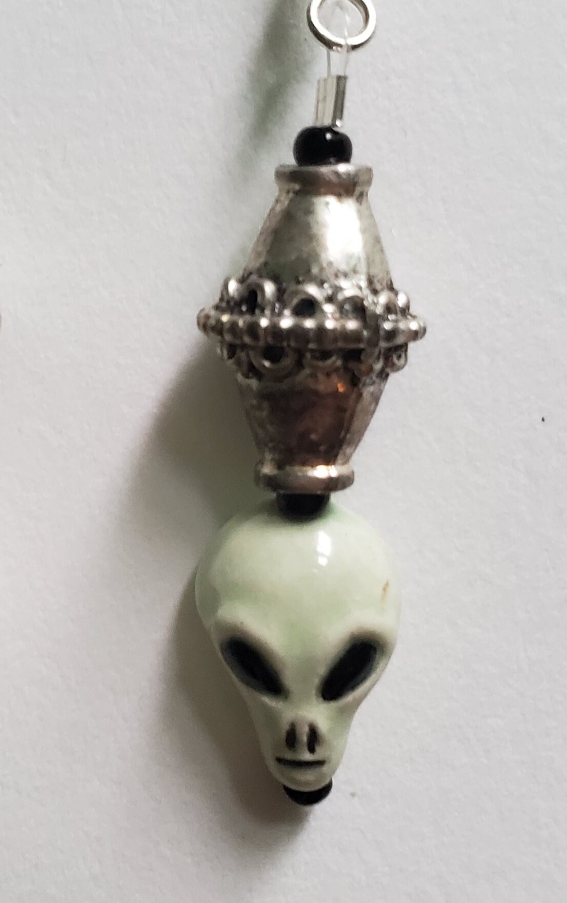 Silver Black Green Alien Earrings Alien Martian Earrings - Etsy
