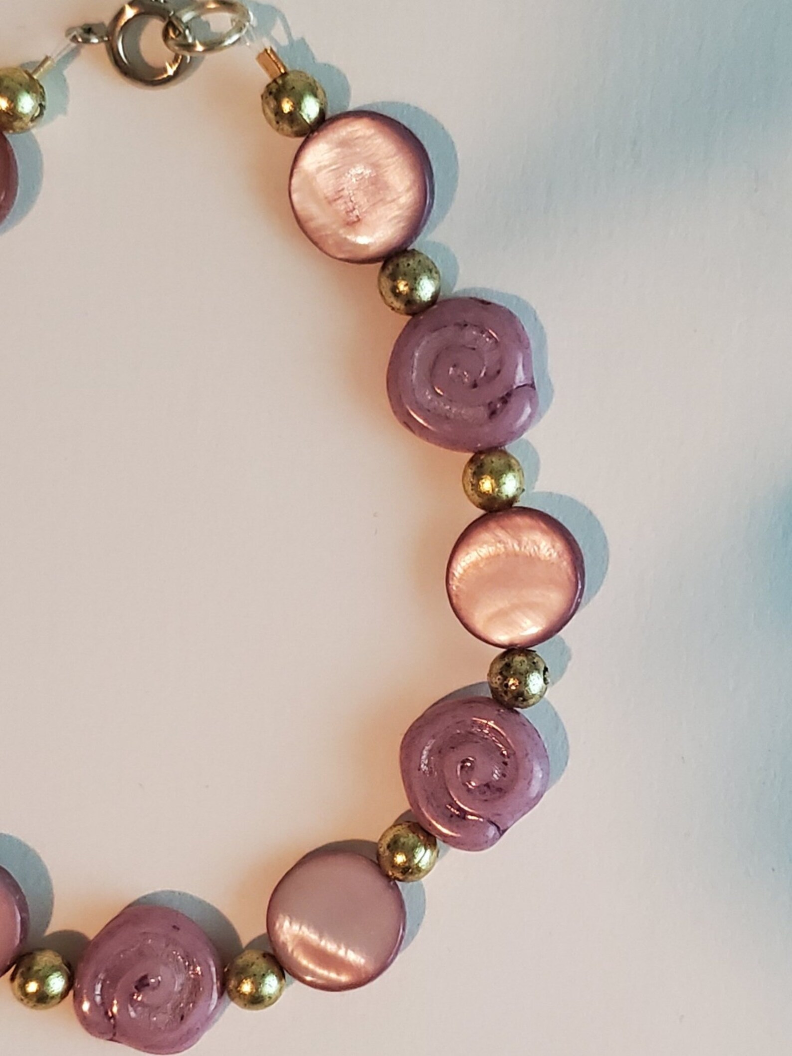 Pink Rose Bracelet Pink Glass & Shell Bracelet Pink and - Etsy