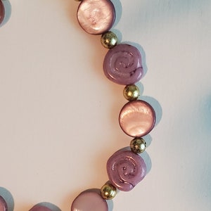 Pink Rose Bracelet Pink Glass & Shell Bracelet Pink and - Etsy