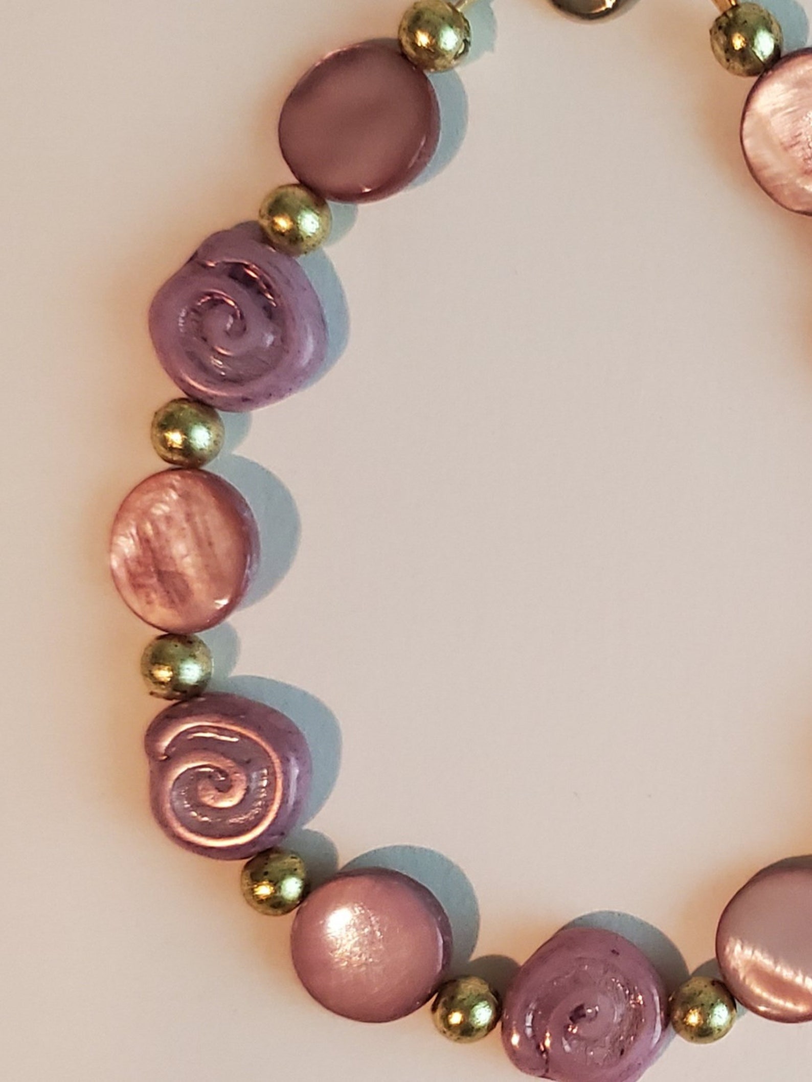 Pink Rose Bracelet Pink Glass & Shell Bracelet Pink and - Etsy