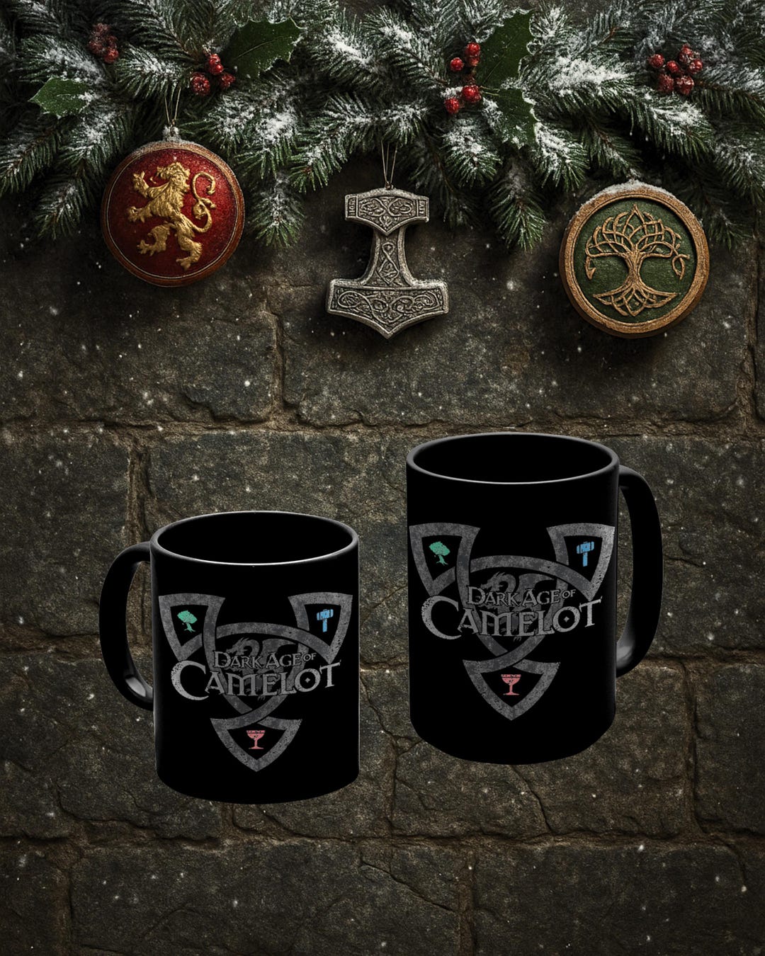 DAOC Inspired Black Camelot Mug | Dark Age Crest Gamer Mug, Medieval ...