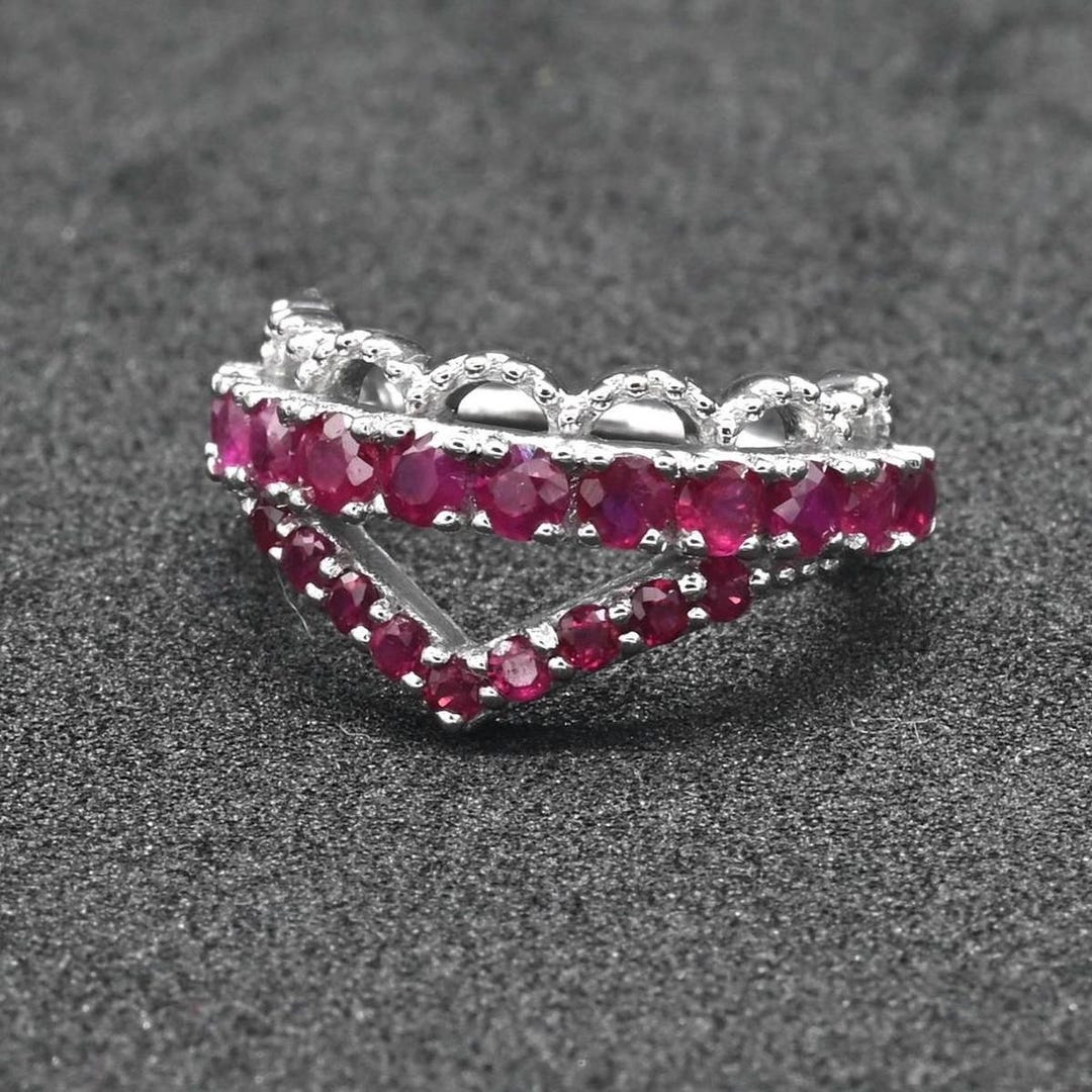 Ruby Helix Hoop Piercing in White Gold, Dainty Crown Style Cartilage ...