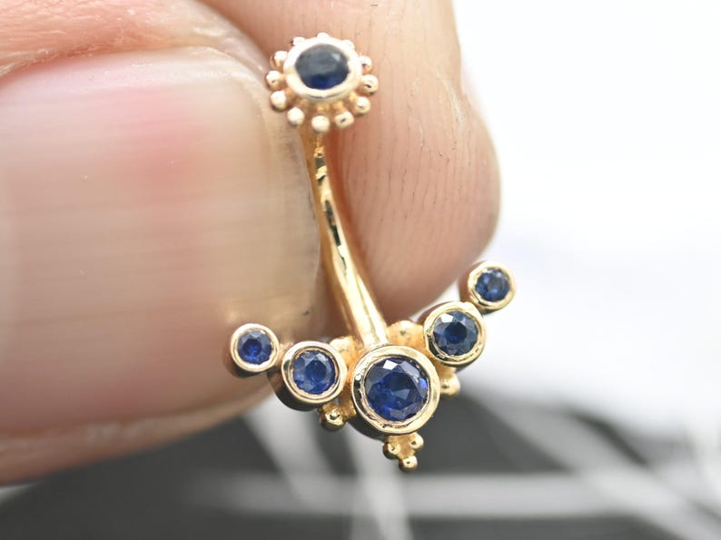 Blue Sapphire Belly Button Piercing in Solid Gold – Navel Ring With ...