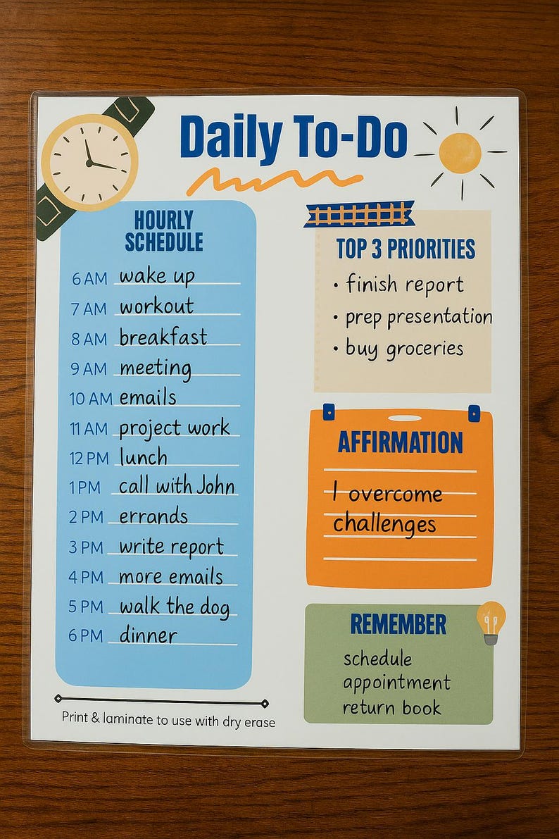 Editable Daily To-do Planner – Printable PDF + Canva Template | Hourly ...
