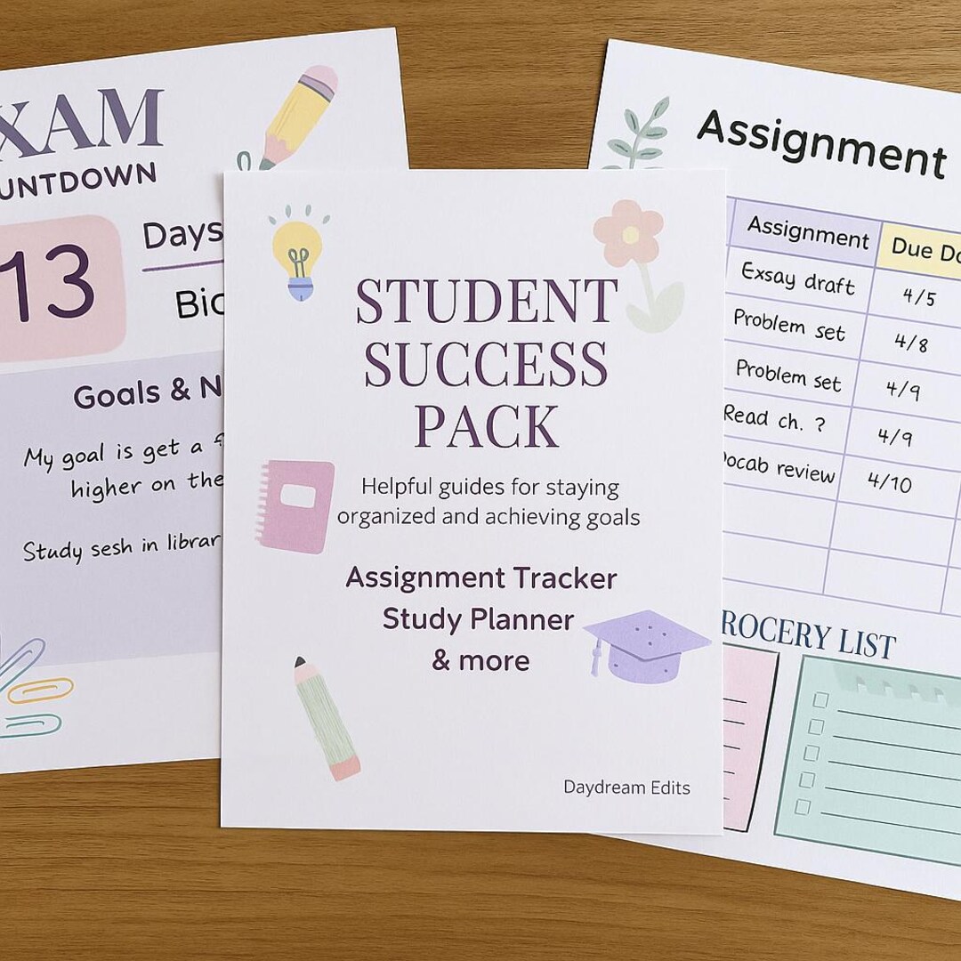 Student Success Pack | Study Planner, Assignment Tracker, Exam ...
