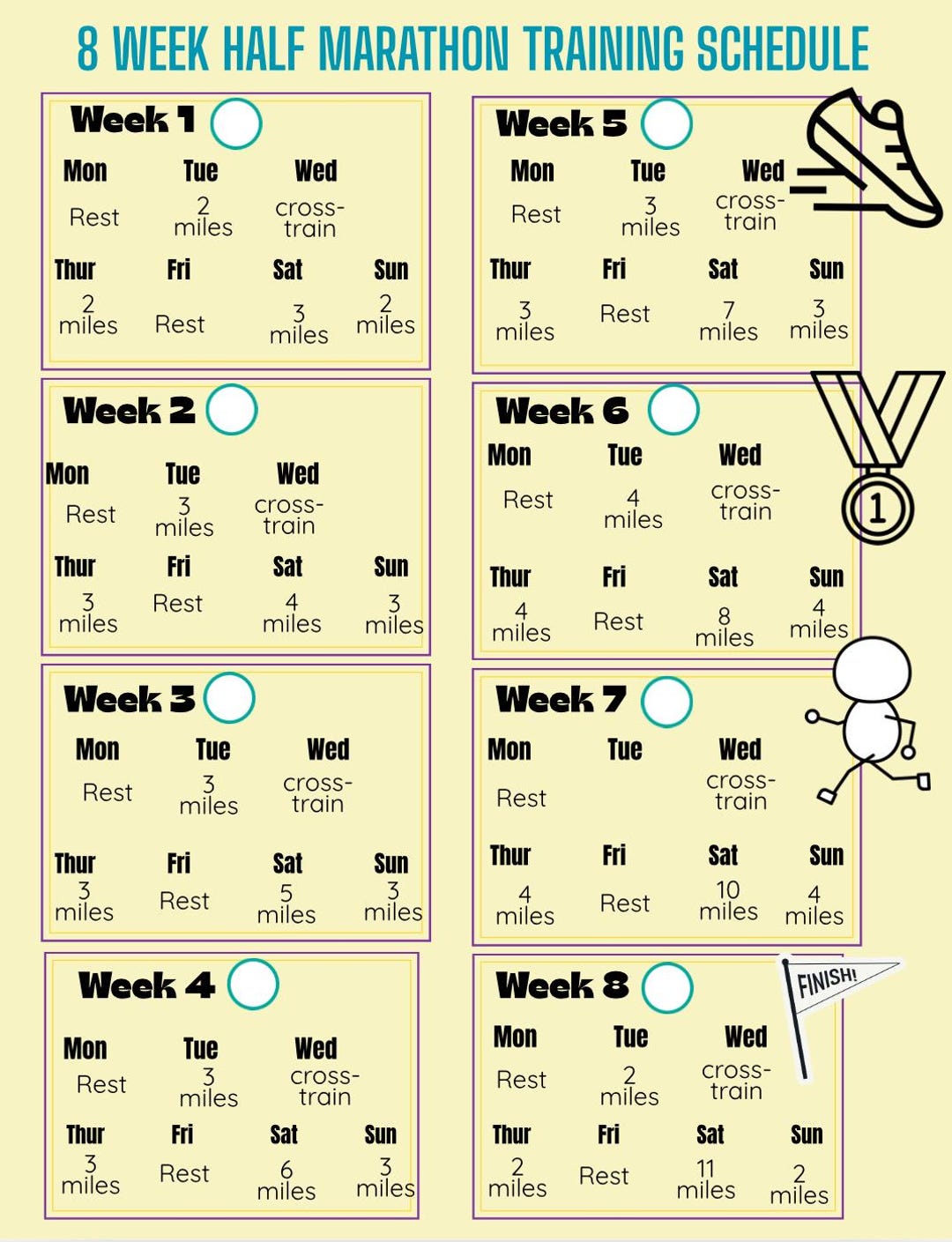 Half Marathon Training Plan: 8-week Runner's Schedule (digital Download ...