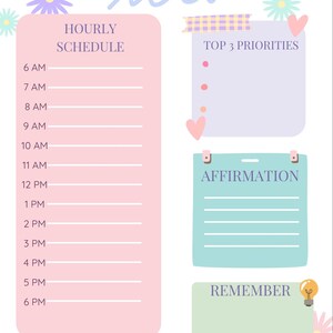 Pastel Daily To-do List | Printable Dry Erase Planner | Hourly Schedule ...