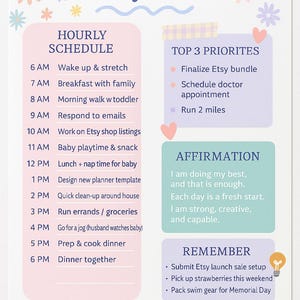 Pastel Daily To-do List | Printable Dry Erase Planner | Hourly Schedule ...