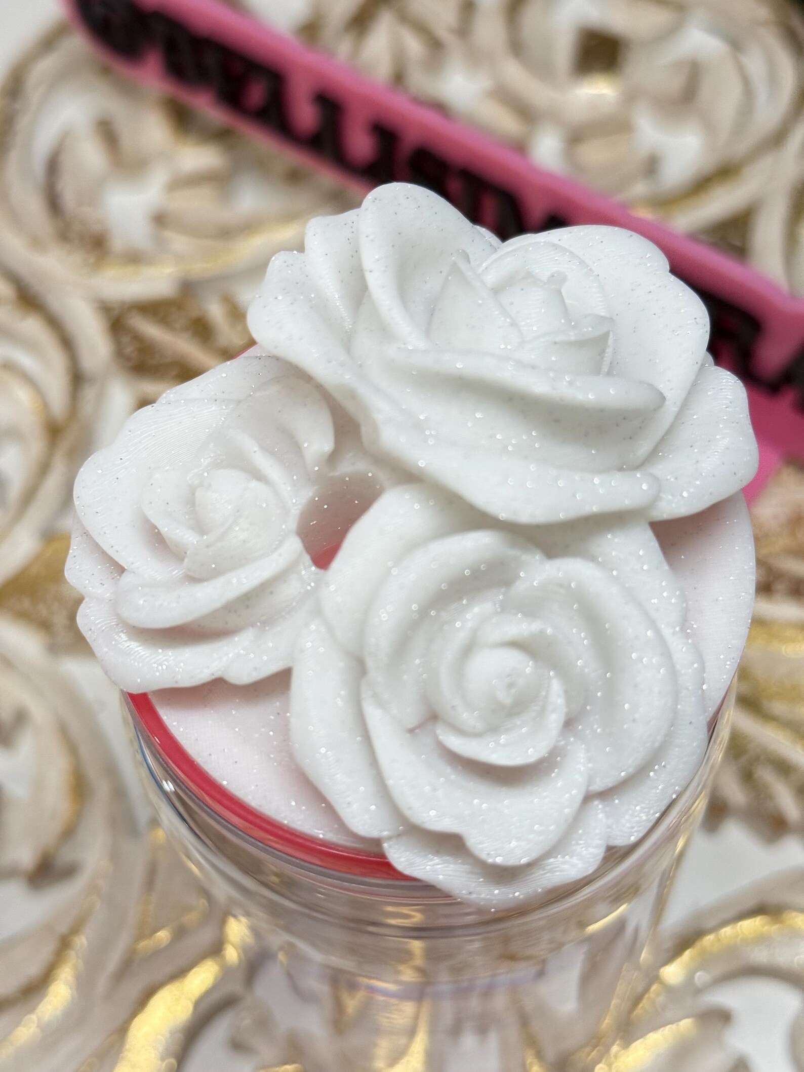 Glitter Rose Lid Topper | Floral Lid Decor| 3D Flower Lid Topper |16oz ...