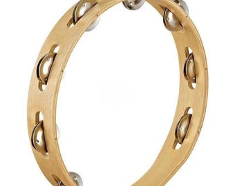 Handheld Wooden Tambourine With Double Stainless Steel Jingles – 10 ...