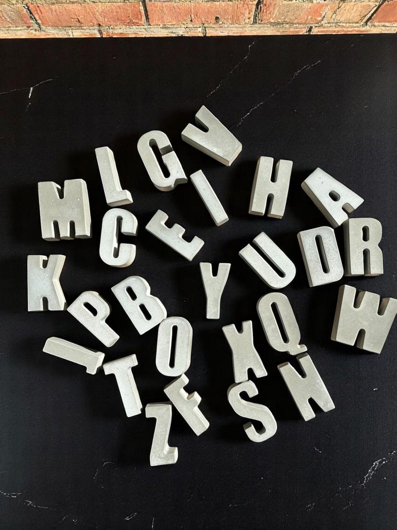 Concrete Alphabet Letter Blocks – Minimalist Grey Cement Letters ...