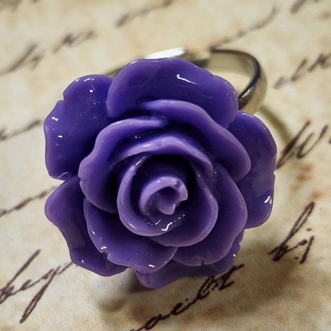 Rose Flower Adjustable Ring - Etsy