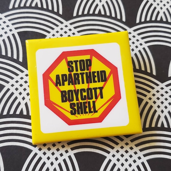Stop Apartheid Boycott Shell Vintage Pinback Button - Etsy